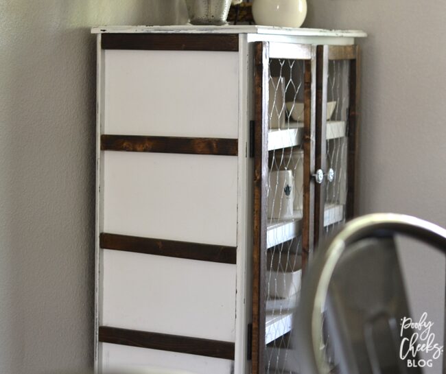 DIY Farmhouse Style Pie Safe - From Dresser to Pie Safe - Poofy Cheeks