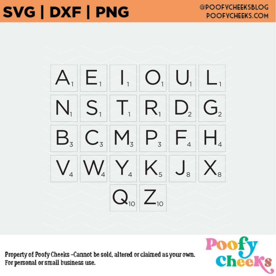 Scrabble Letters SVG, DXF, PNG for Cricut and Silhouette