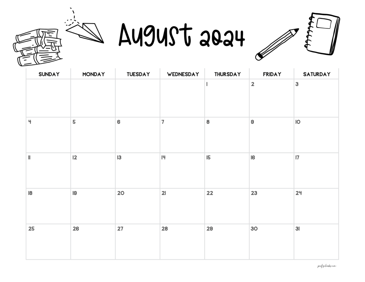 Free August Calendar Printables - 2024 - Poofy Cheeks